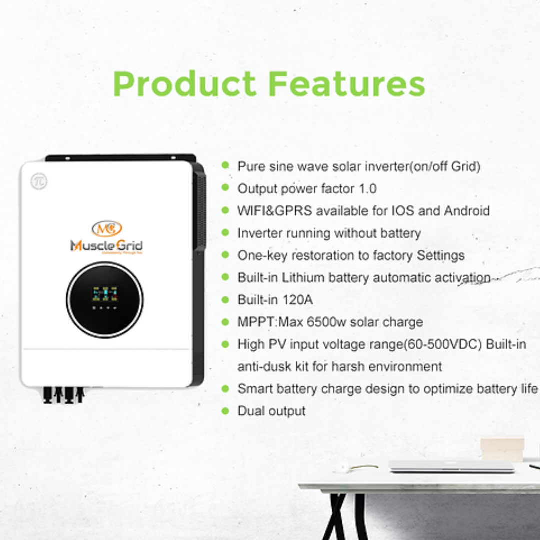 MuscleGrid 6.2 KW True Hybrid HEAVY DUTY Batteryless Triple MPPT Solar